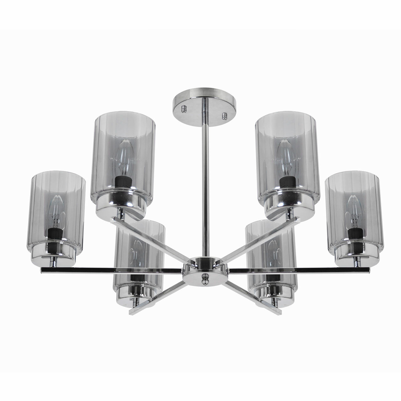 Люстра потолочная, светильник De City Каталина 361012206, 6*60W E14 2700К, цвет: хром, серый