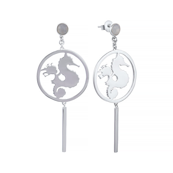 Серьги, серебро, 925 проба, халцедон