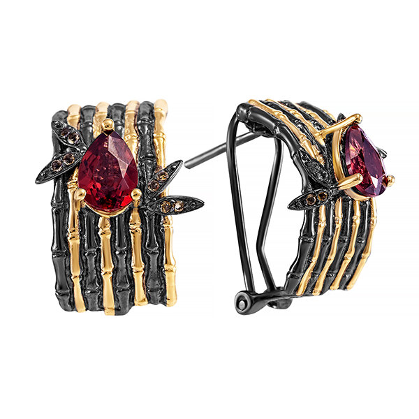 Серьги, серебро, 925 проба, гранат