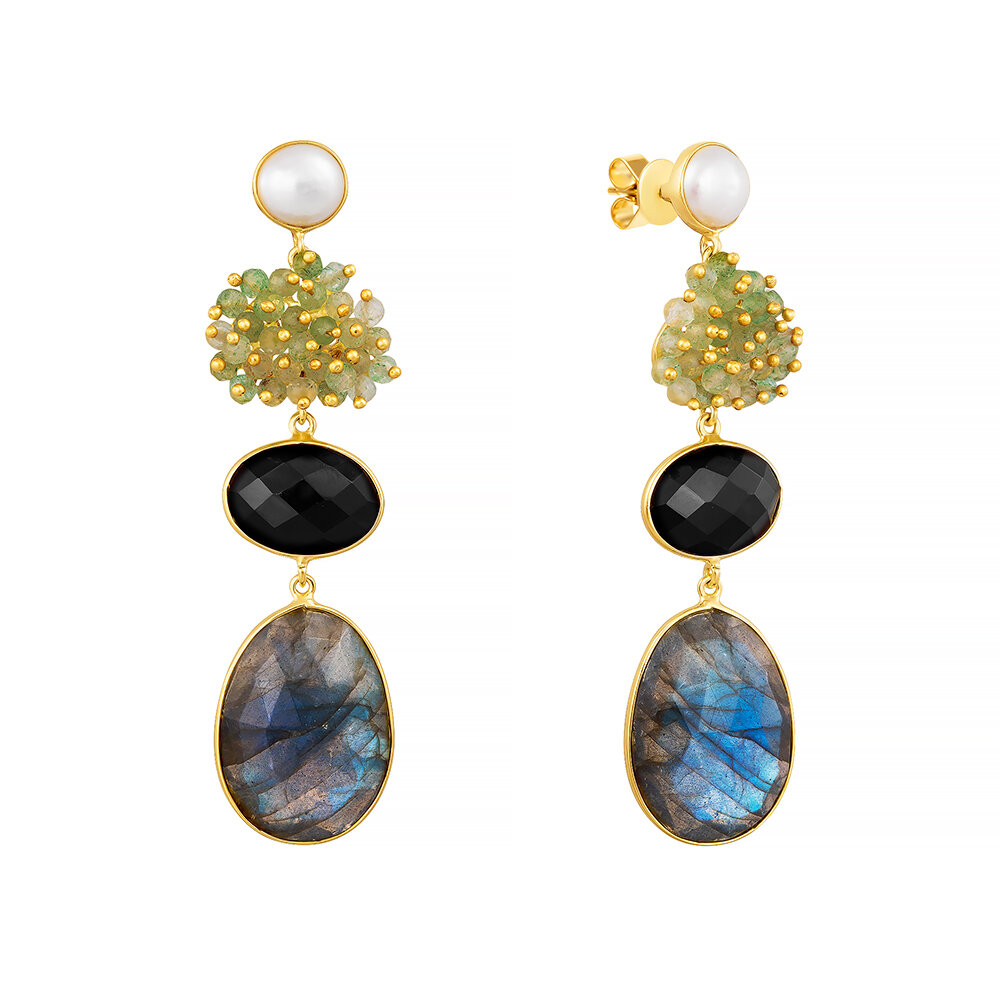 Серьги, серебро, 925 проба, лабрадорит