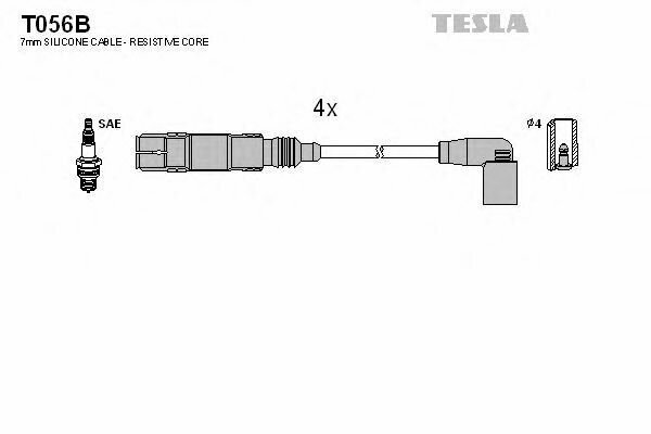 TESLA T056B Комплект проводов зажигания для двиг. 1.2 TSI (CBZB и CBZA) SEAT IBIZA V (2008>)/AUDI A1 (2010>)