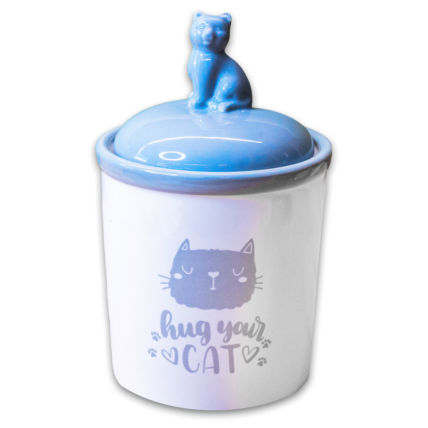 Бокс Mr.Kranch керамический для хранения корма Hug your cat 1650 мл бело-серый VLT-MKR019118