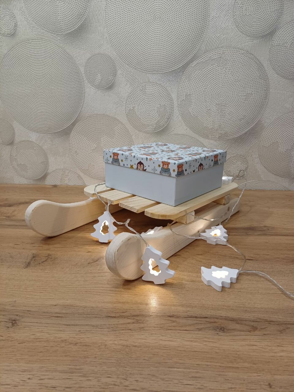 Декоративные деревянные санки, 35*20*6.5см