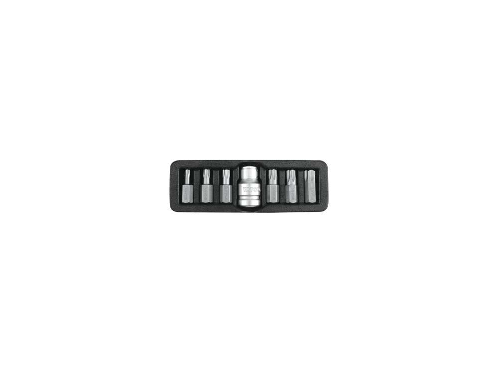 YATO YT-0416 набор бит torx tamperproof 7 пр: t25, t30, t40, t45, t50, t55, 30 мм, переходник 1 / 2 - 10 мм