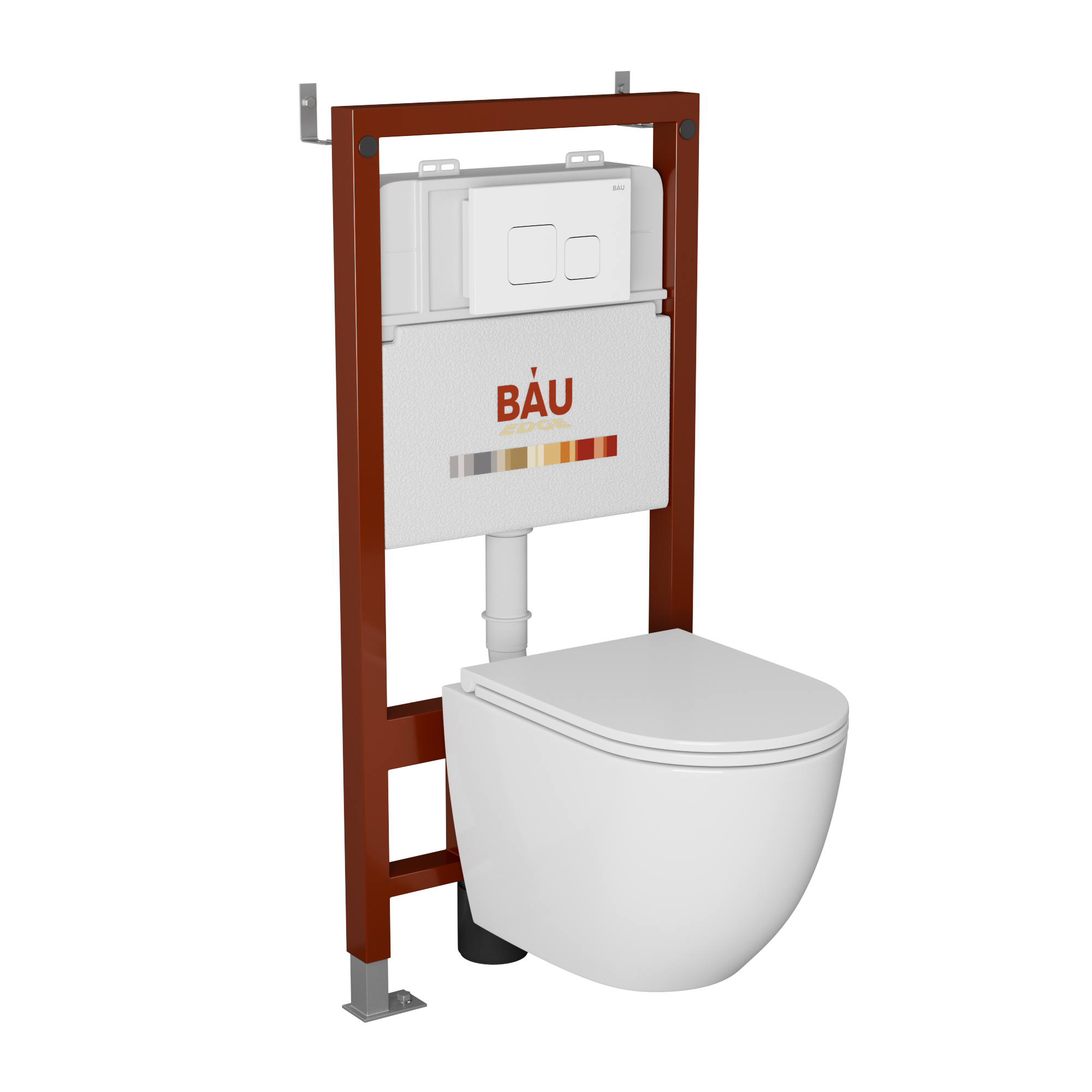 Комплект BAU 6 в 1: инсталляция BAU PRO, унитаз подвесной безободковый торнадо обратного потока Bau Dream Hurricane-2, сиденье микролифт, кнопка белая