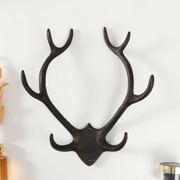 Настенные крючки декоративные «Рога оленя», чугун, 32×27.7×9.2 см