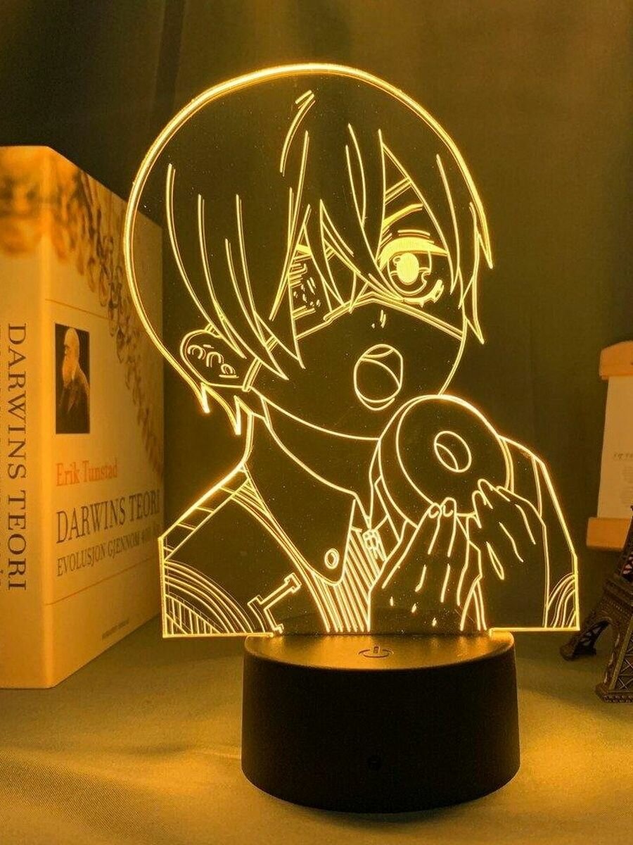 Ночник Аниме Темный Дворецкий - Anime Black Butler. Подарок фанату аниме и манги — декор в комнату с любимыми персонажами, в стиле отаку и японской анимации.