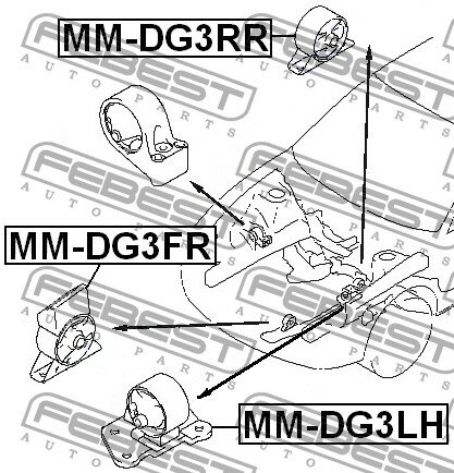 Подушка двиг. перед. AT MITSUBISHI CARISMA DA 1995-, MMDG3FR FEBEST MM-DG3FR