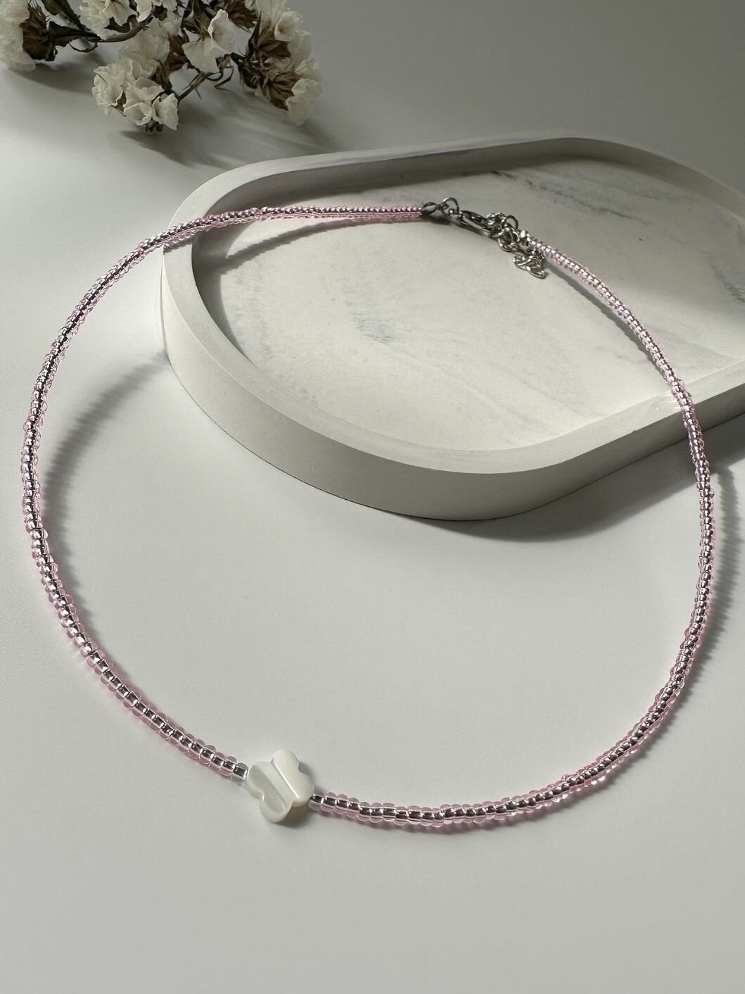 Чокер, бисер, перламутр