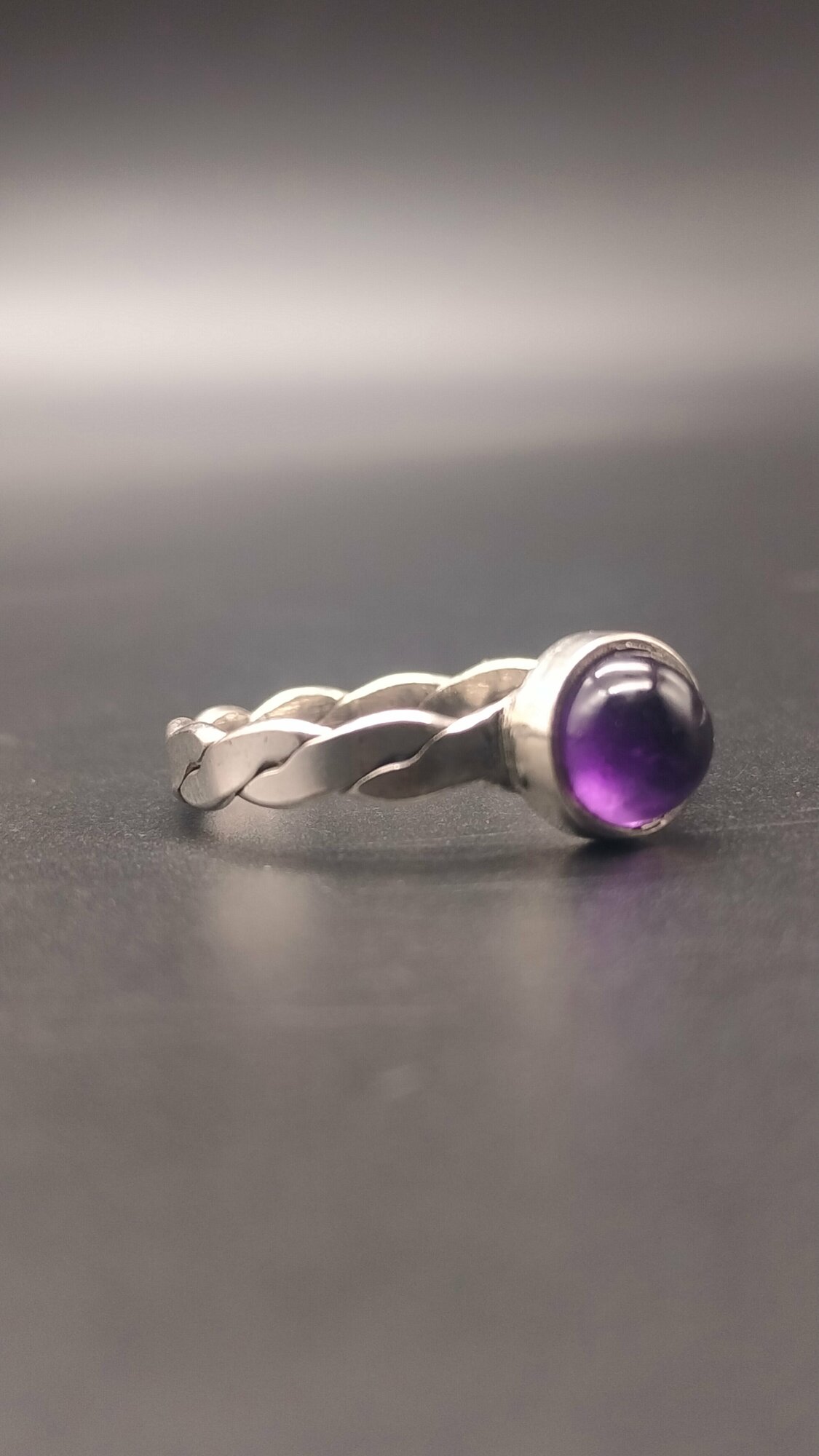Кольцо обручальное, серебро, 925 проба, аметист