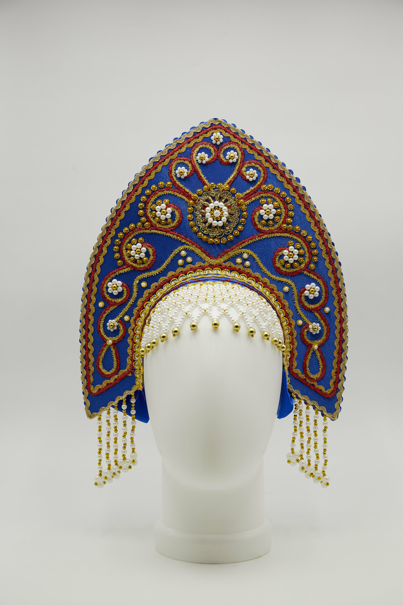 Кокошник Забава Углич "Ярославна" КЯ-04, синий, красный-золото