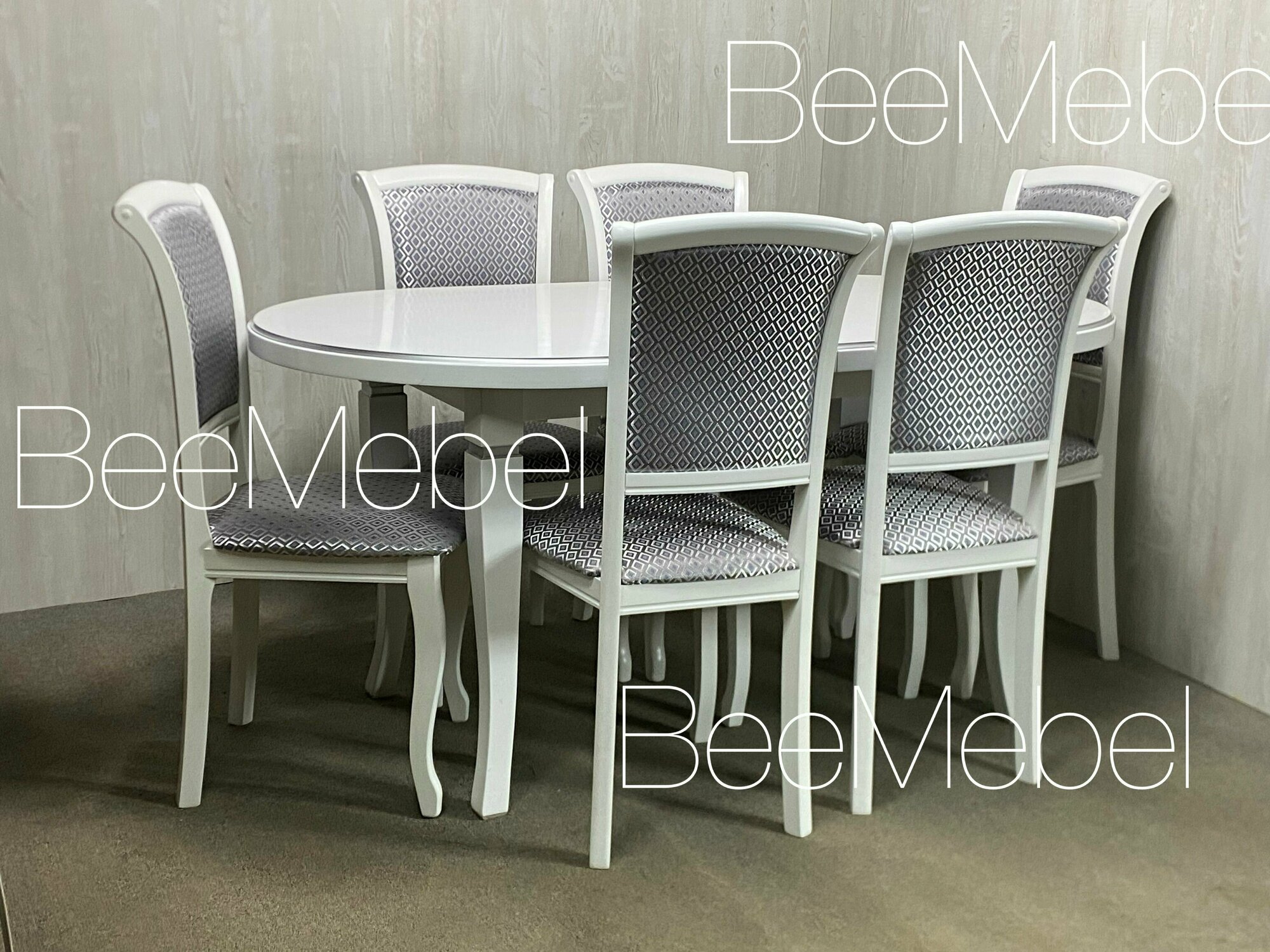 Обеденная группа, стол овальный кухонный раздвижной 160/90 см и 6 стульев