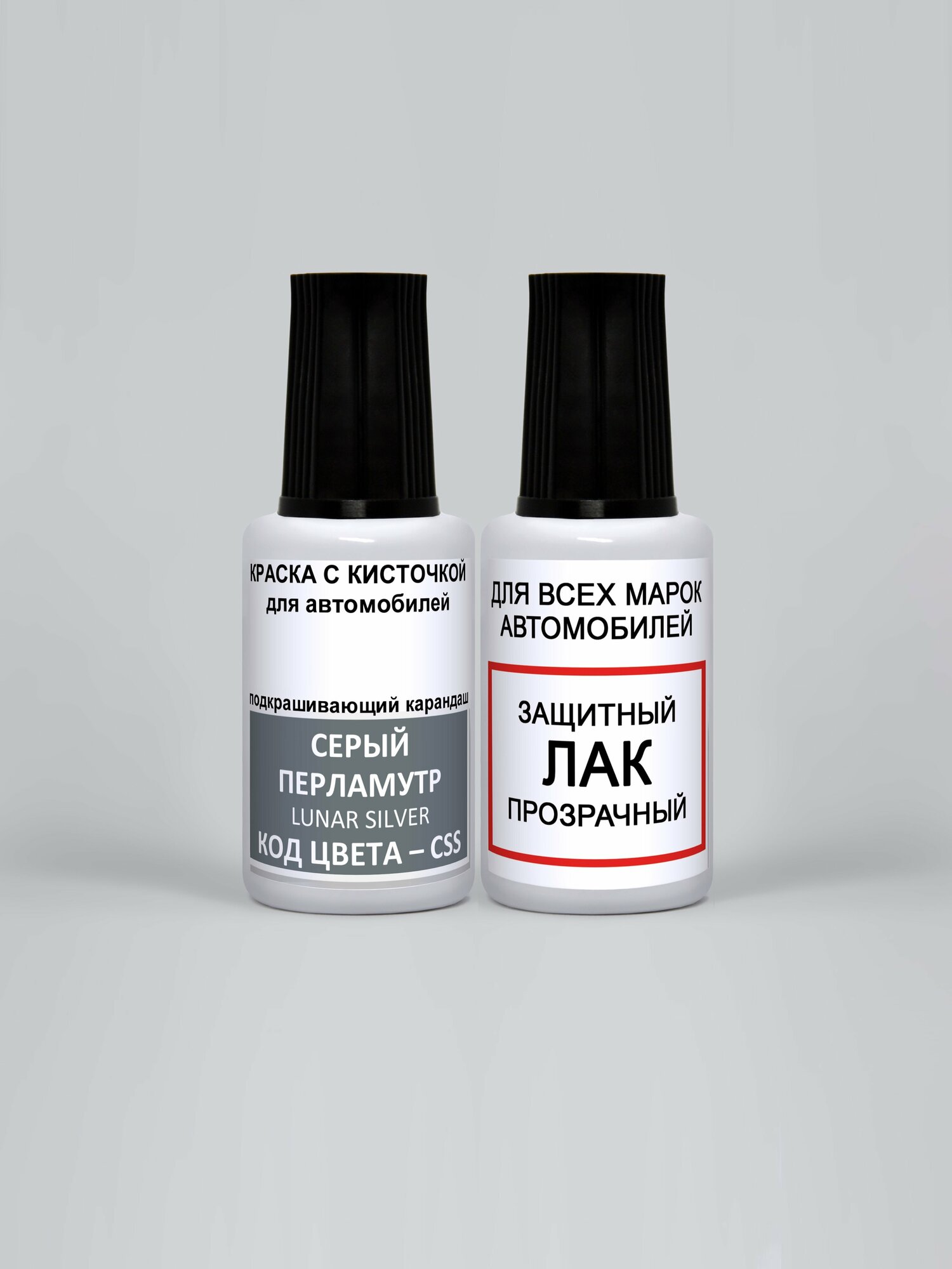 ADC Paint Краска для сколов во флаконе с кисточкой CSS Kia / Hyundai Серый перламутр, Lunar Silver , краска+лак 2 предмета 35мл