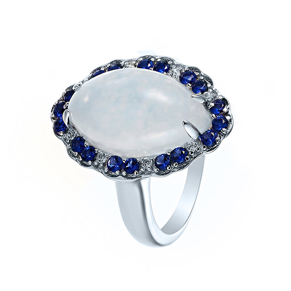 Кольцо, серебро, 925 проба, фианит, агат