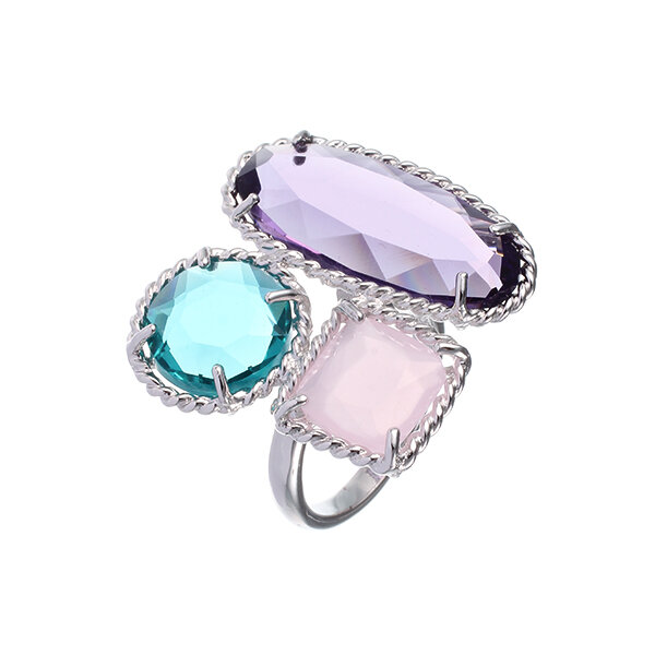 Кольцо, серебро, 925 проба, стекло