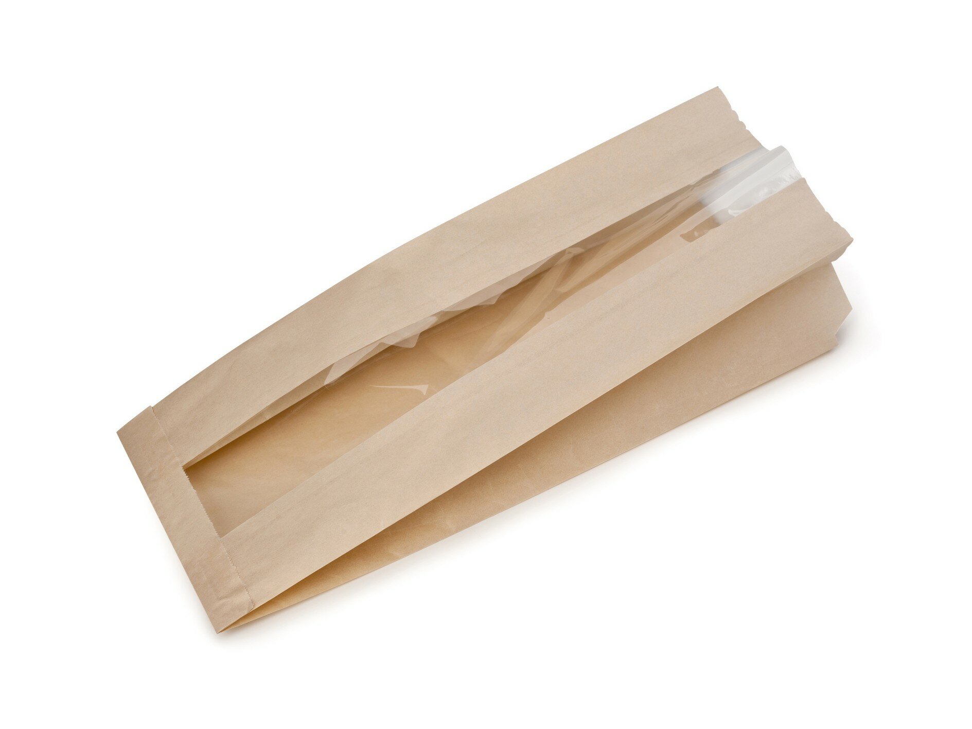 Пакет бумажный с окном 140(45)х70х370мм ВПМ-40г. бежевый уп/100шт