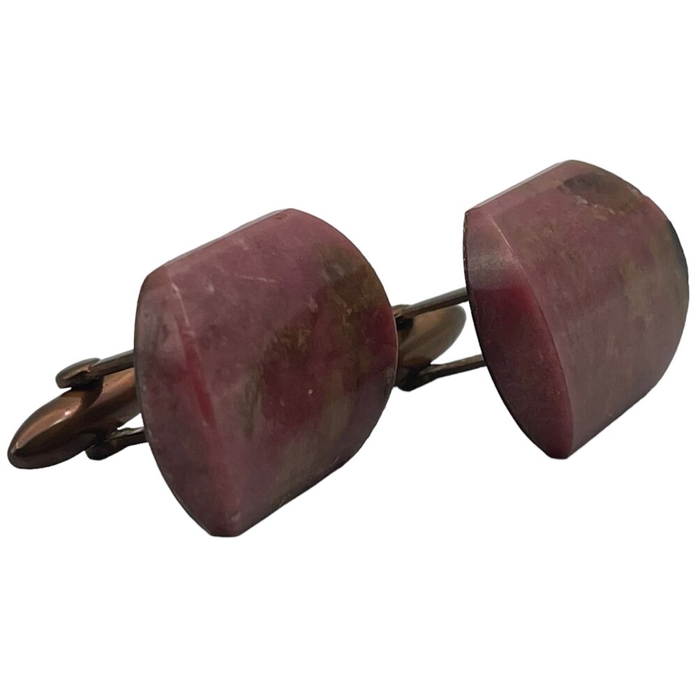 Запонки "Родонит", бижутерный сплав, 1960-1970 гг, СССР