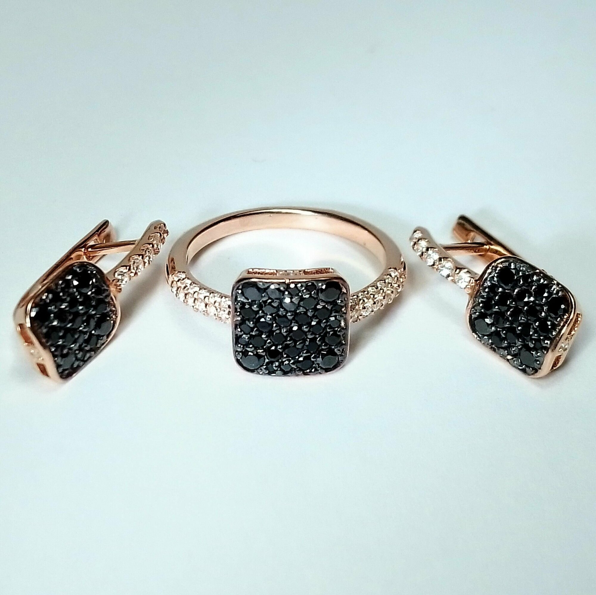 Ювелирный комплект, серебро, 925 проба, шпинель