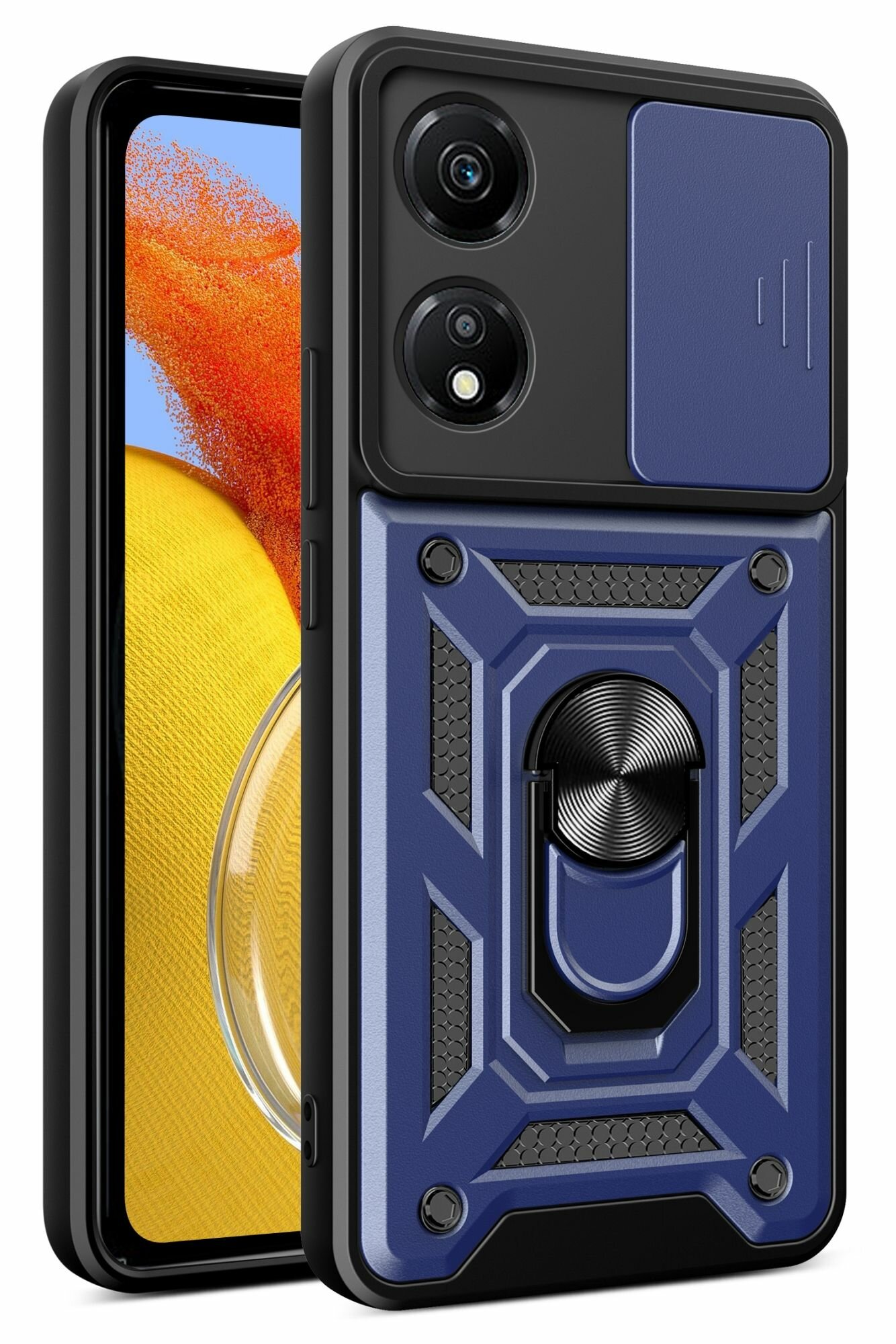Чехол противоударный для Honor X5 Plus / Хонор Х5 + с защитой камеры armors (Темно-синий)