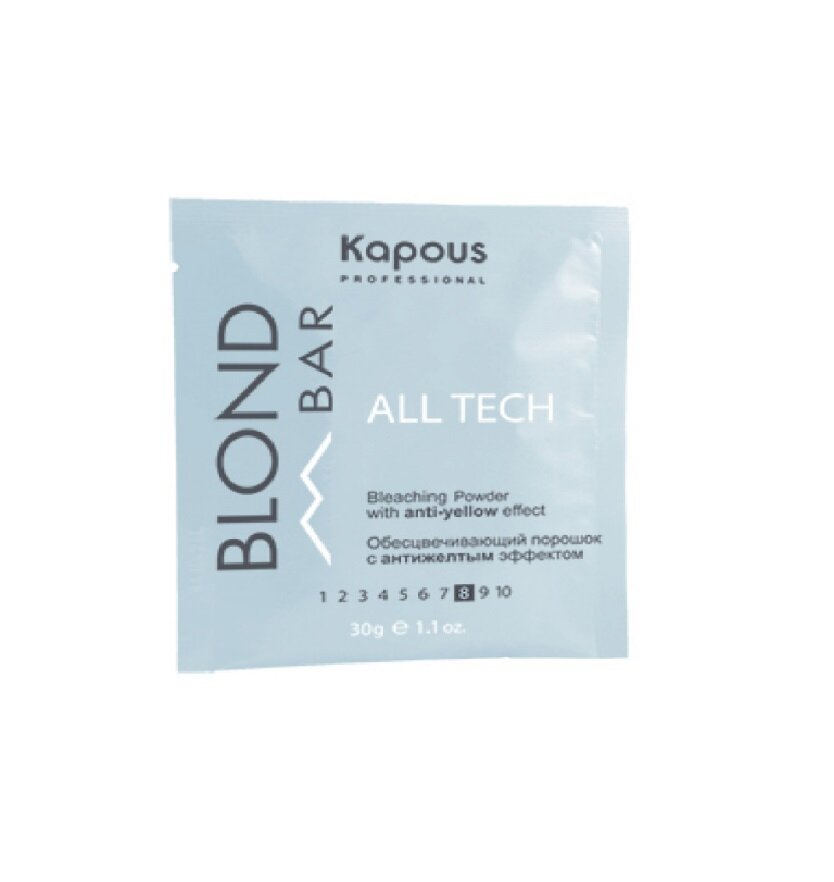 Обесцвечивающий порошок «All Tech» с антижелтым эффектом Blond Bar 30гр. Kapous