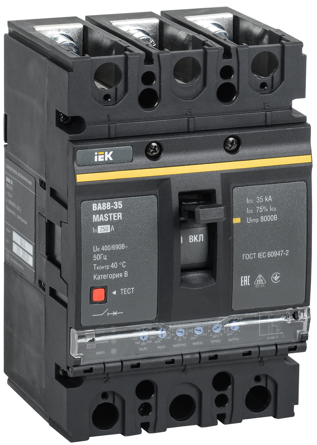 Выключатель автоматический IEK ВА88-35 MASTER SVA31-3-0250-02, 3п, 250А, 35кА, электронный расцепитель, IP30