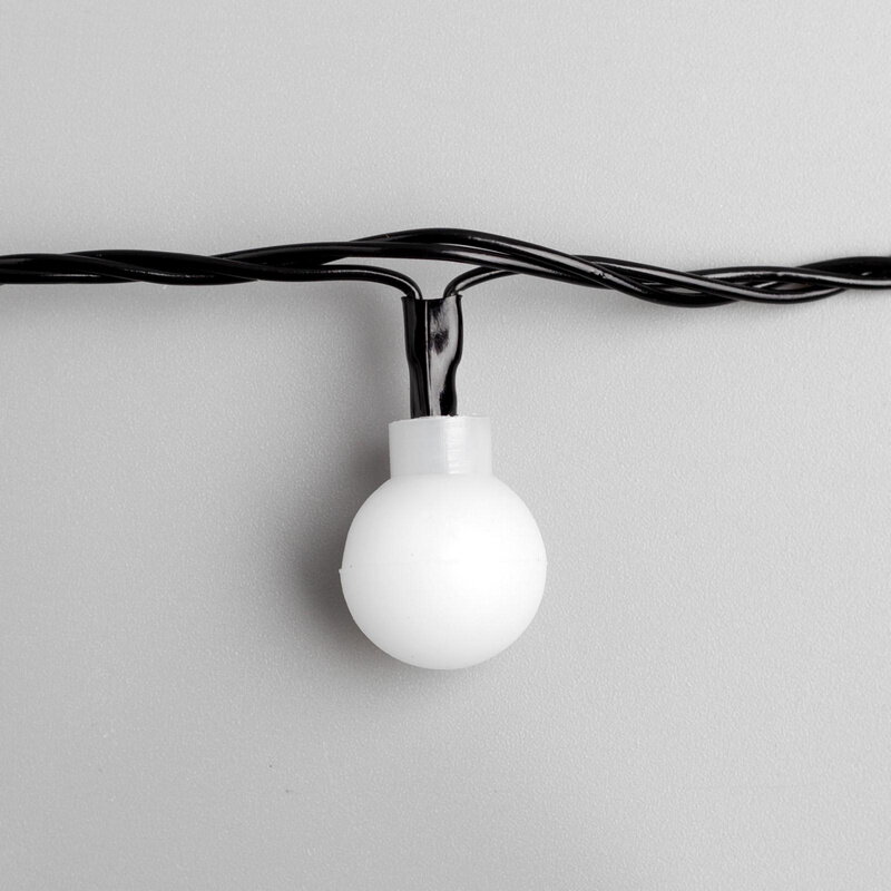 Гирлянда «Нить» 5 м с насадками «Шарики белые», IP20, тёмная нить, 20 LED