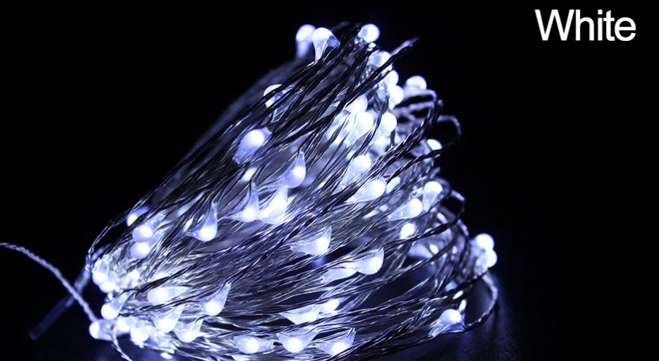 3 шт/лот. Гирлянда «Нить» 2 м роса, IP20, серебристая нить, 20 LED, свечение холодный белый, USB