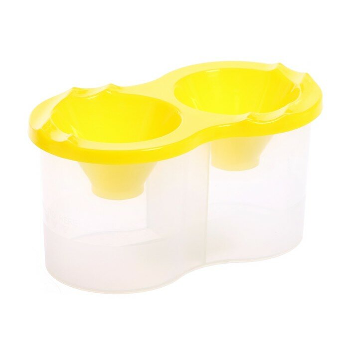 Стакан - непроливайка для рисования двойной Calligrata, 150 мл ×2, с держателем для кистей, жёлтый