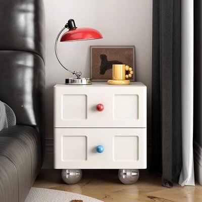 Прикроватная тумбочка на круглый металлических ножках тумбочка Tammy (Белая / 50см)