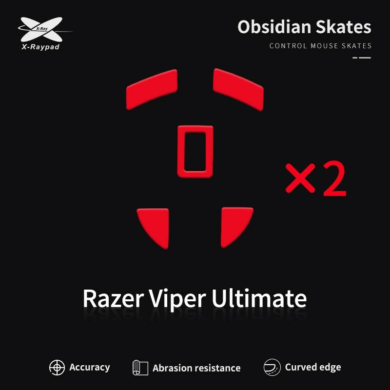 Ножки для мыши (глайды) X-raypad Obsidian для Razer Viper Ultimate, комплект из 2-х наборов