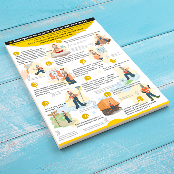 Плакат «Инструктаж по охране труда на рабочем месте» (М-68, ламинированная бумага, А2, 1 лист)