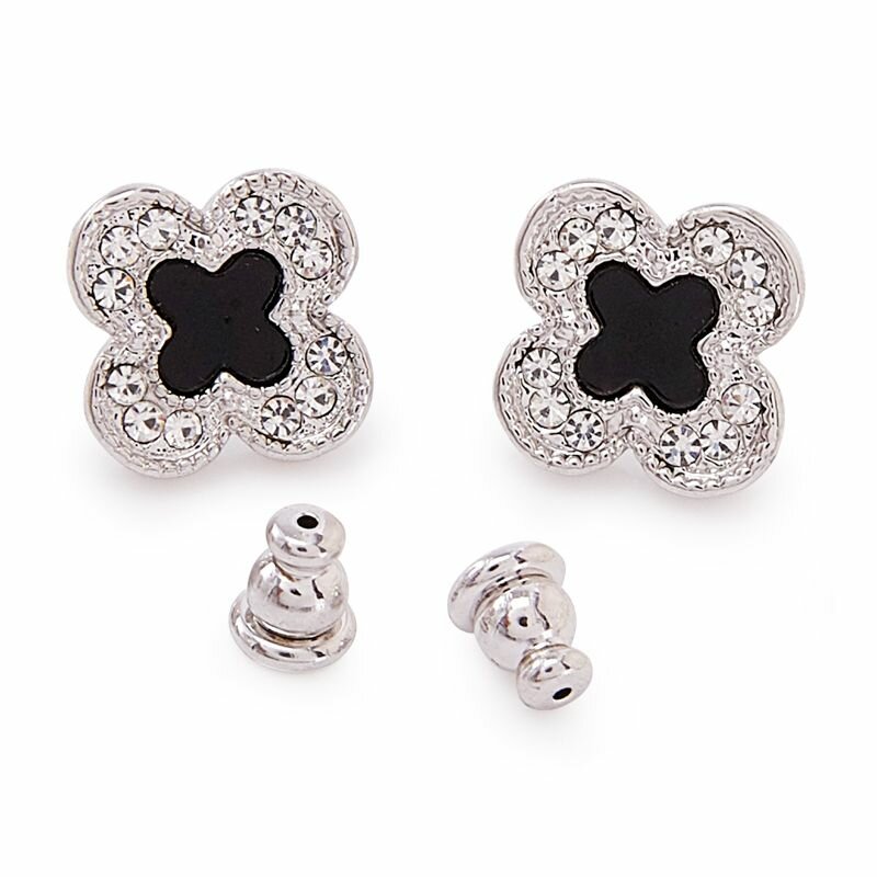 Серьги Emay, кристаллы Swarovski, искусственный камень, серебристый — фото 1