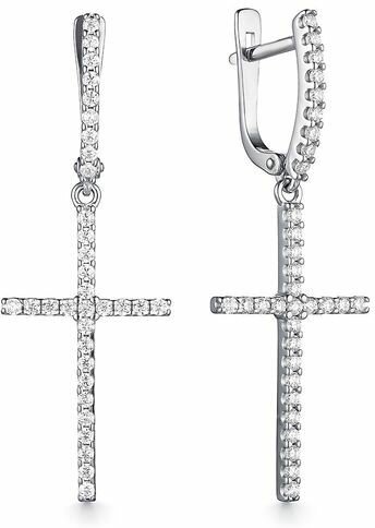 Серьги, серебро, 925 проба, фианит