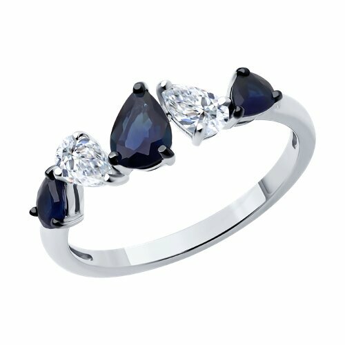 Кольцо, белое золото, 585 проба, сапфир