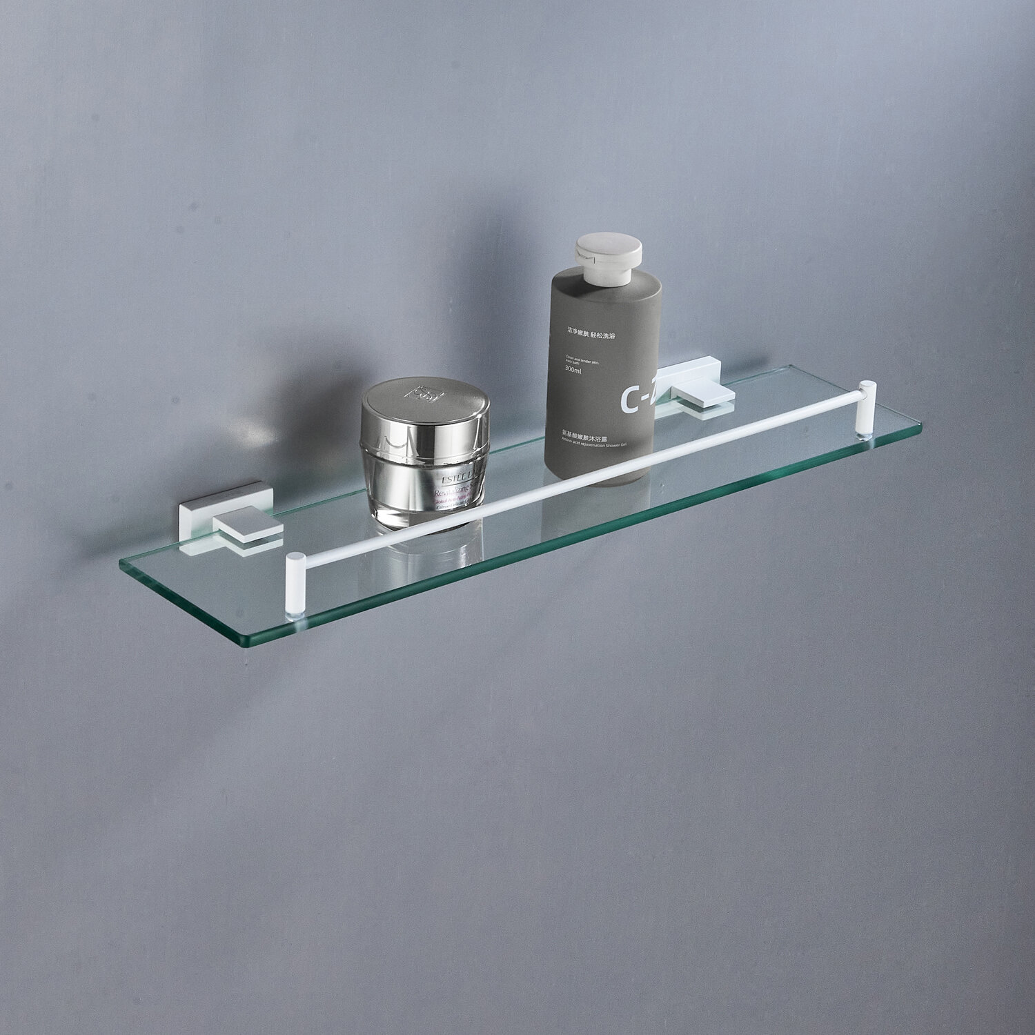 Полка Shevanik SG5619C SG5619C, настенная, латунь, стекло, белая