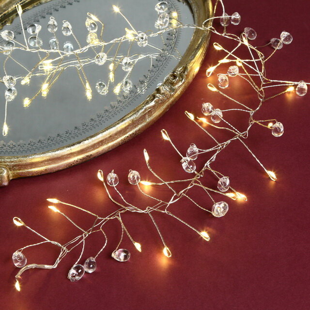 Светодиодная гирлянда Роса Jewels - Кристаллы, 10 м, 400 теплых микро LED, серебряная проволока, IP20, Kaemingk, 486506-2