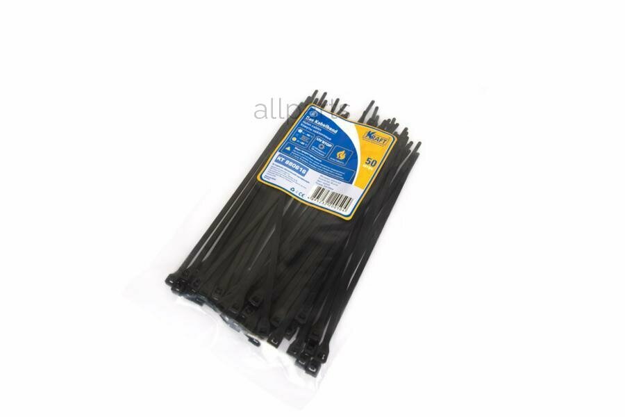 KRAFT KT880616 хомут нейлоновый 3,6150 ММ, черный, упаковка 50 ШТ