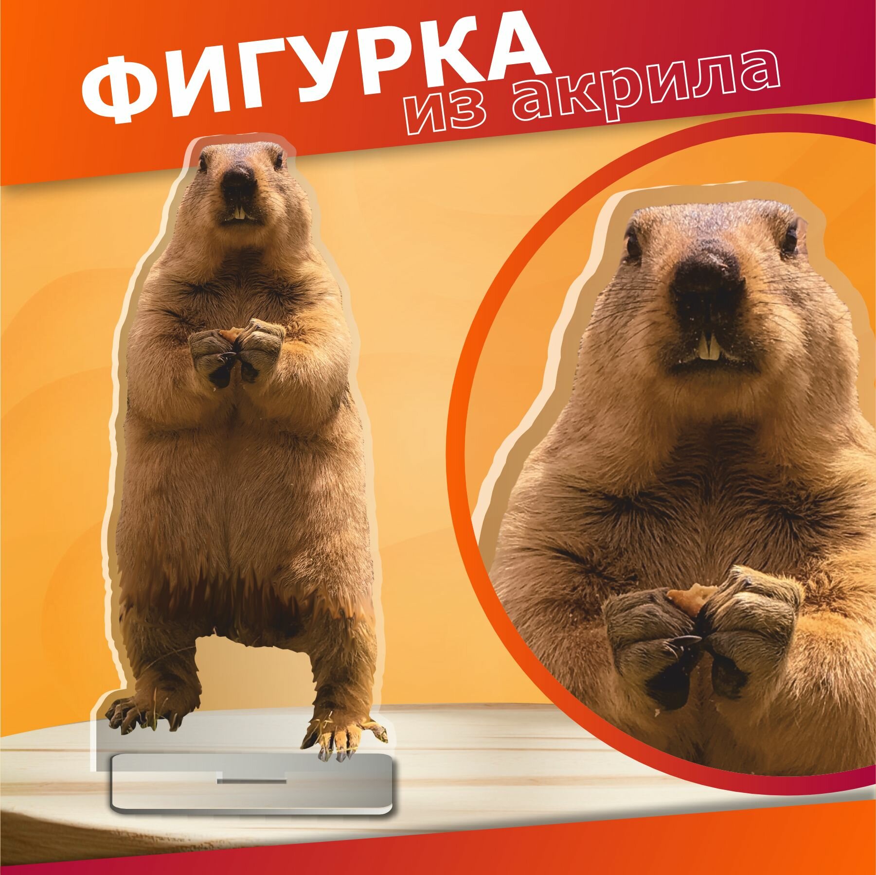 Акриловая фигурка Бобр мем статуэтка для интерьера