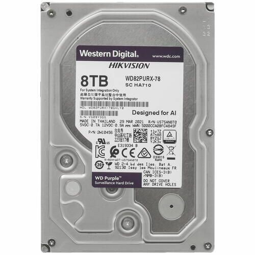 3.5" 8 ТБ Жесткий диск WD Purple IntelliPower (WD82PURX)