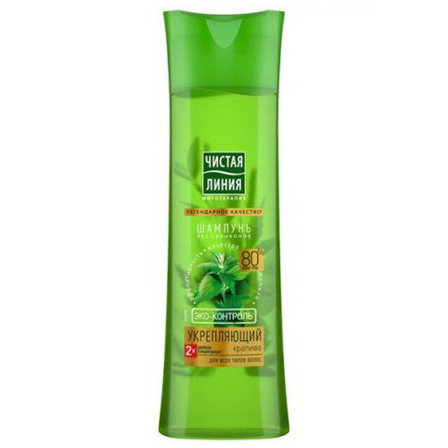 Чистая линия Шампунь укрепляющий с крапивой 400 мл для тонких и ослабленных волос