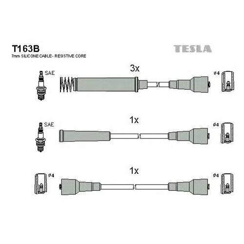Комплект проводов зажигания Tesla T163B для Opel Frontera, Omega