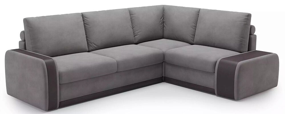 Угловой диван Boss (Босс) Серый Велюр, дельфин, 272х190х95 см, с ящиком для белья