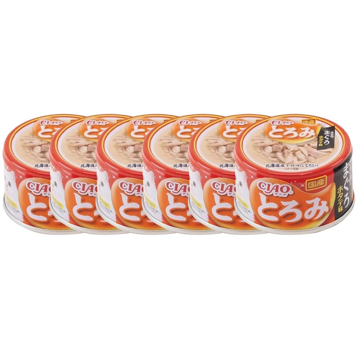 Inaba Ciao Toromi Влажный корм для кошек Куриное филе и тунец Магуро со вкусом морского гребешка в бульоне 80г (6 штук)