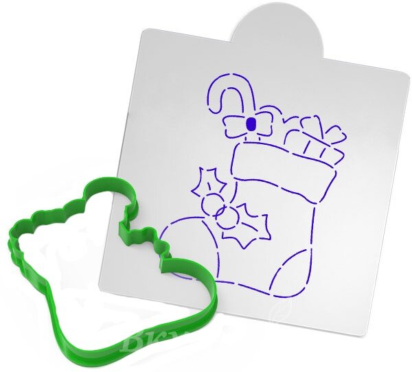 Трафарет для мастики/марципана Сапог новогодний 11 см. с вырубкой М688 (Набор из 3 шт.)