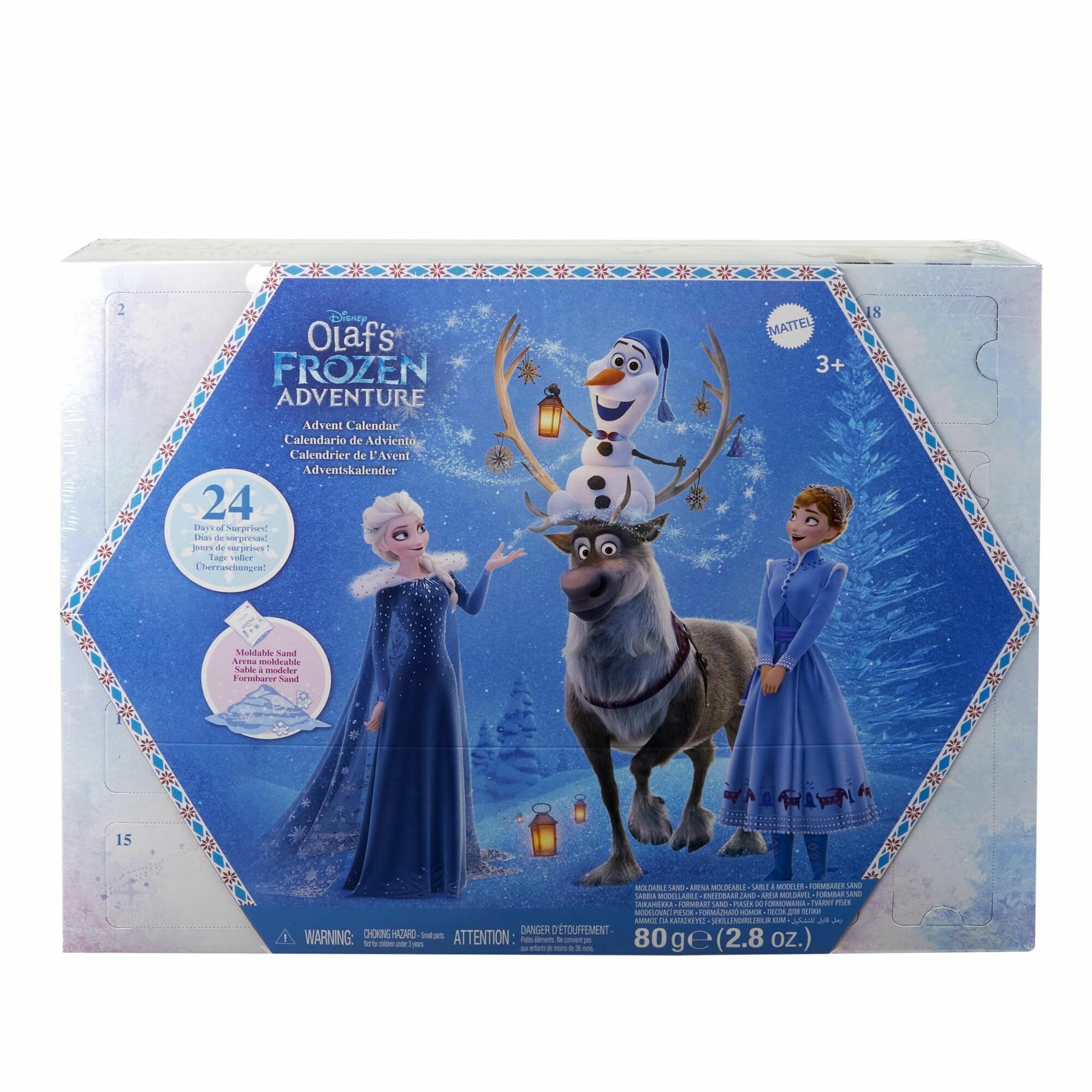 Mattel Disney Frozen Olafs Frozen Adventure / Рождественский календарь с 2 фигурками друзей, формовочным песком и 24 игровыми элементами, Замороженный Дисней