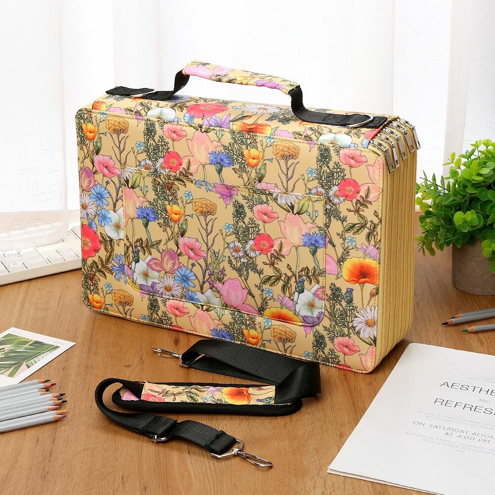 Пенал школьный DIANNY с 480 слотами для девочек органайзер для канцерии канцелярских принадлежностей с 5-слойной молнией пеналы -- Желтый -CA