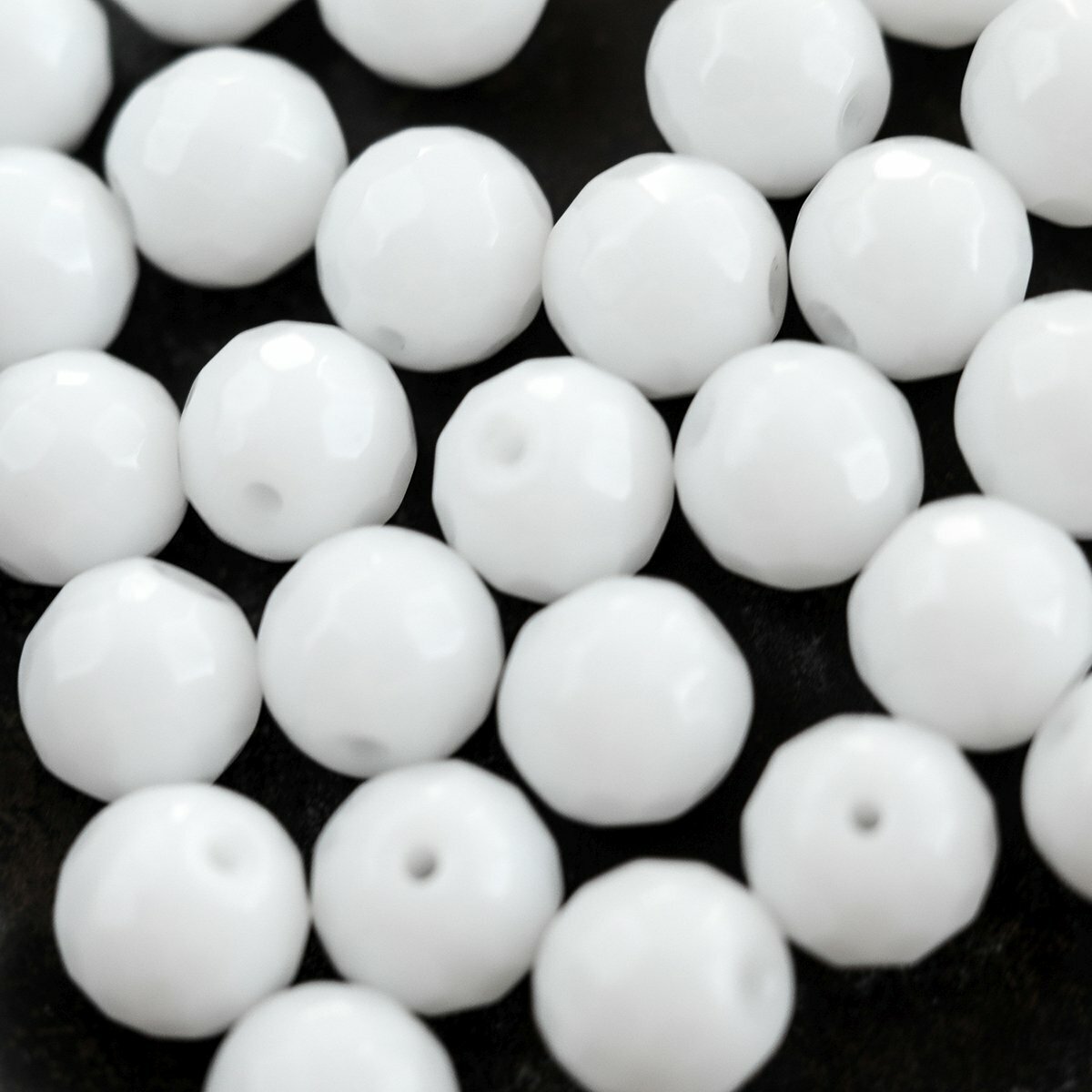 Бусины имитация Агата 48 шт. из синт. камня, размер 8 мм, цвет белый