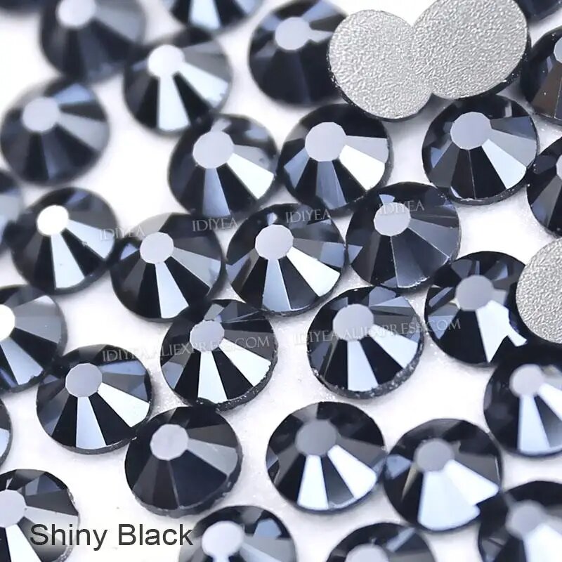 Иридистые черные стразы IDIYEA для декора Черный, SS10 1440Pieces, Shiny Black
