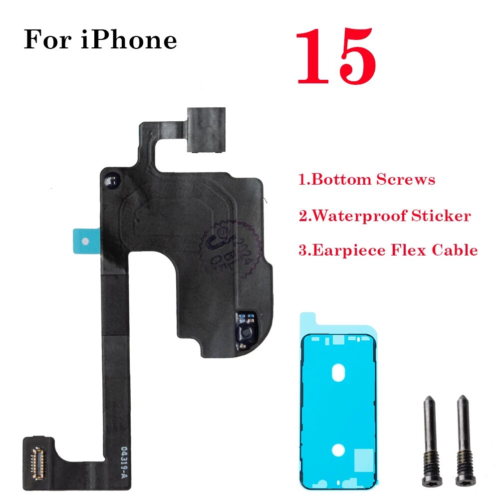 1 комплект, передний верхний наушник, датчик приближения, гибкий кабель, водонепроницаемая наклейка, нижний винт для iPhone 13 14 15 16 mini ProMax For iphone 15