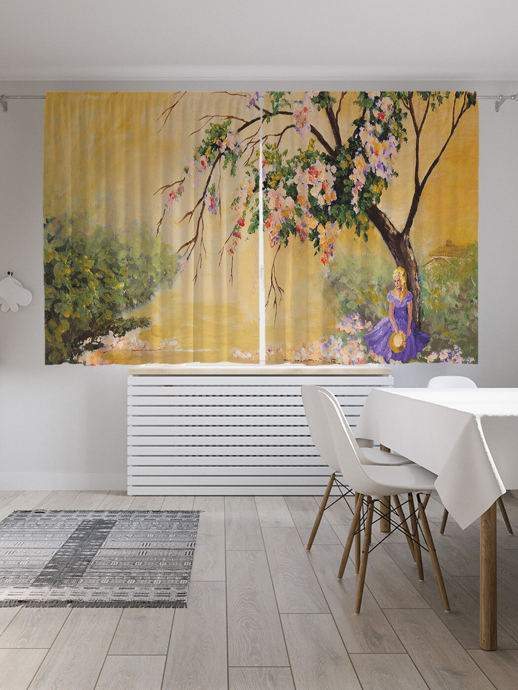 Фотошторы короткие "Рисунок художника", 2 полотна шириной по 145 см, высота 180 см, JoyArty